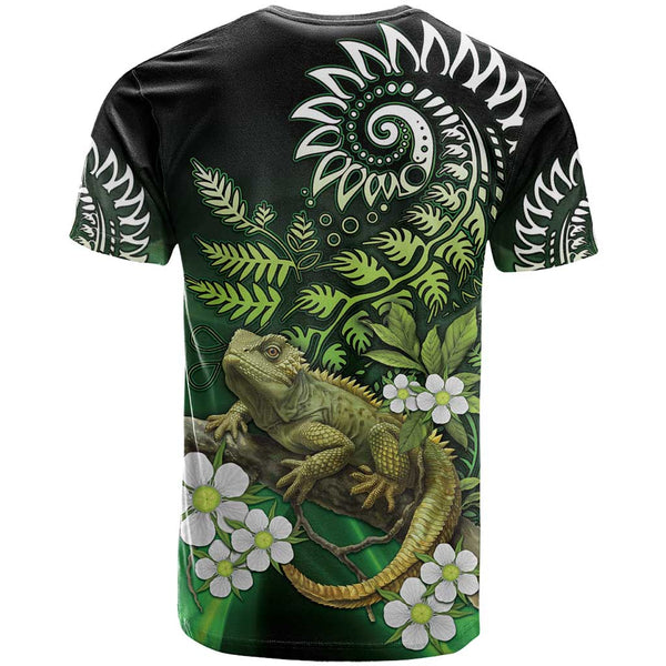 Aotearoa New Zealand Tuatara T Shirt Maori Koru Art LT05