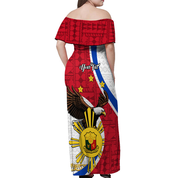 Personalized Philippines Off Shoulder Maxi Dress The Eight-Rayed Sun ...