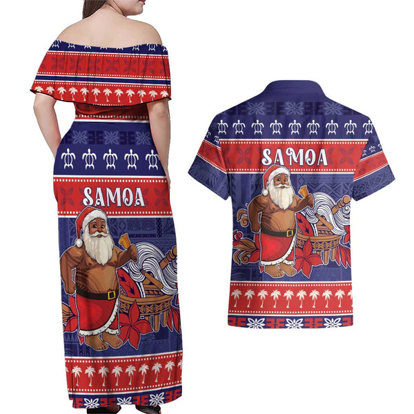 Samoa Christmas Couples Matching Off Shoulder Maxi Dress and Hawaiian ...