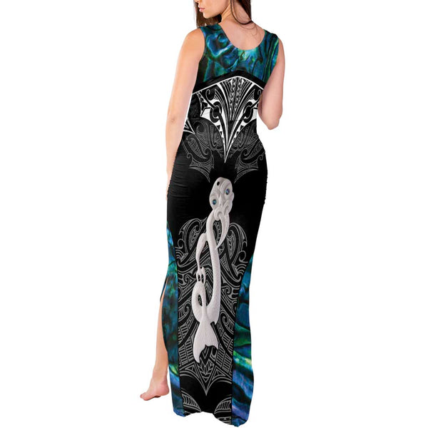 New Zealand Aotearoa Tank Maxi Dress Maori Taniwha Paua Shell LT05
