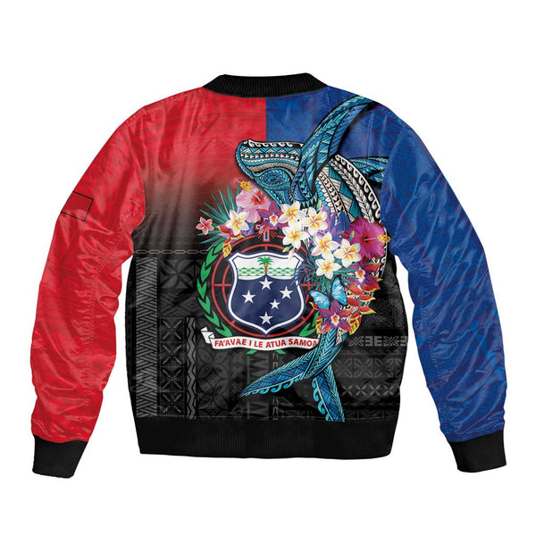 Samoa Bomber Jacket Humpback Whale Siapo Pattern LT05