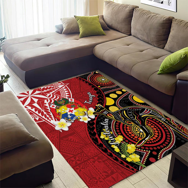 Tonga Ngatu And Australia Aboriginal Area Rug Tongan Dove And Kangaroo ...