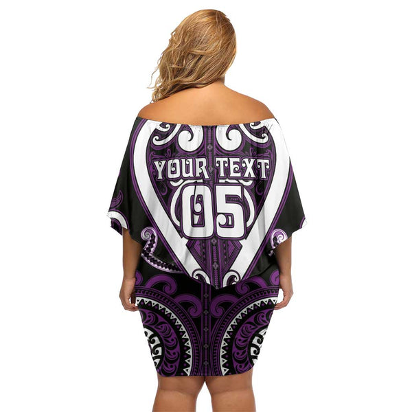 Custom Aotearoa Rangitane Off Shoulder Short Dress Maori Tribal Pattern ...