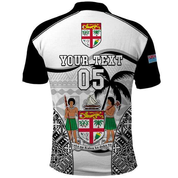 Custom Fiji Rugby Polo Shirt World Cup 2023 Fijian Tapa Pattern Black ...