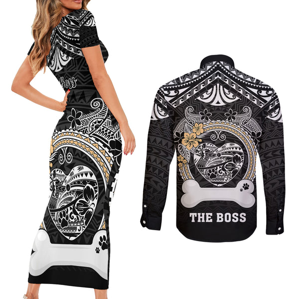 Personalized Shiba Inu Dog Couples Matching Short Sleeve Bodycon Dress ...