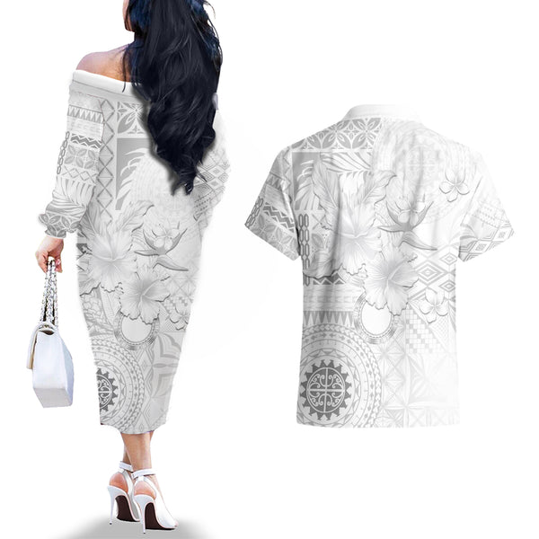 Samoa Siapo Pattern With White Hibiscus Couples Matching Off The ...