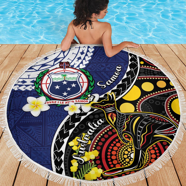Samoa And Australia Together Beach Blanket Aboriginal Mix Polynesian LT05