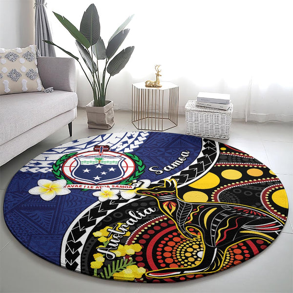 Samoa And Australia Together Round Carpet Aboriginal Mix Polynesian LT05