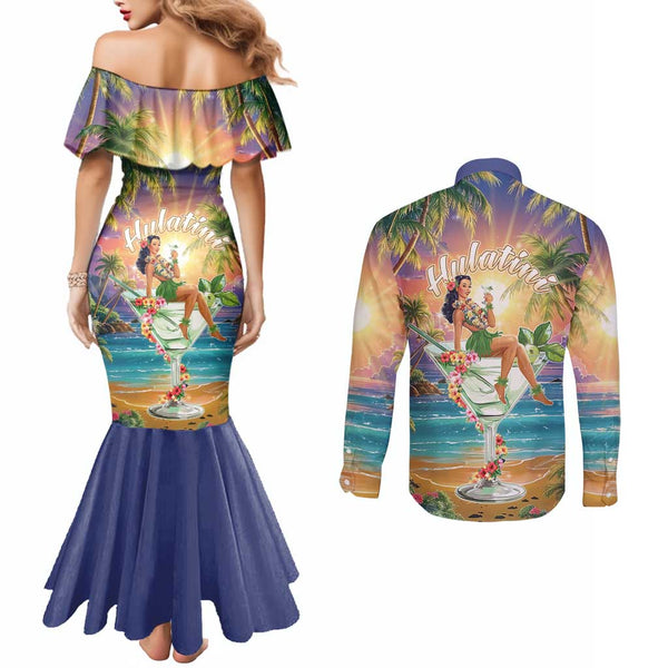 Aloha Hawaii Couples Matching Mermaid Dress and Long Sleeve Button ...