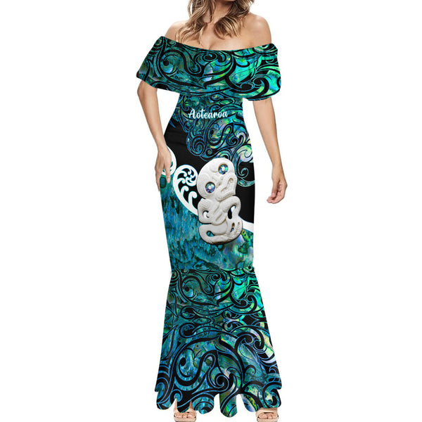Aotearoa New Zealand Mermaid Dress Paua Shell Fern Koru With Maori Hei ...