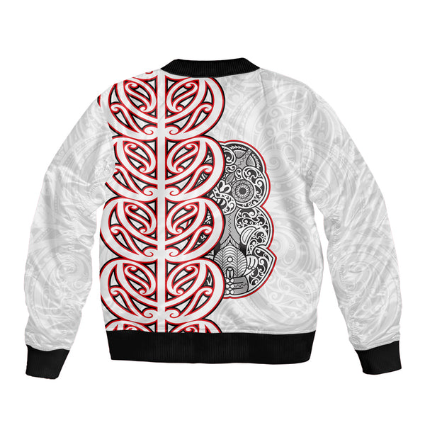 Aotearoa New Zealand Sleeve Zip Bomber Jacket Maori Marae Pattern Tiki LT05
