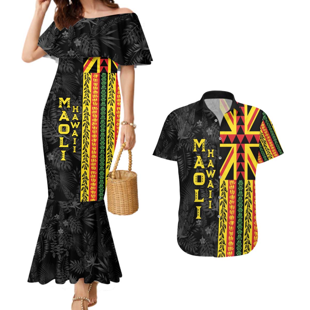 Hawaii Maoli Spirit Couples Matching Mermaid Dress and Hawaiian Shirt ...