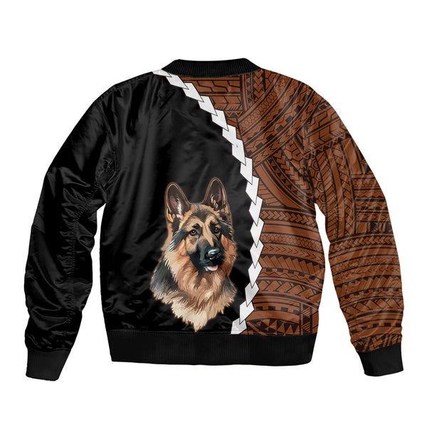 Custom German Shepherd Dog Bomber Jacket With Polynesian Tribal Tattoo LT6
