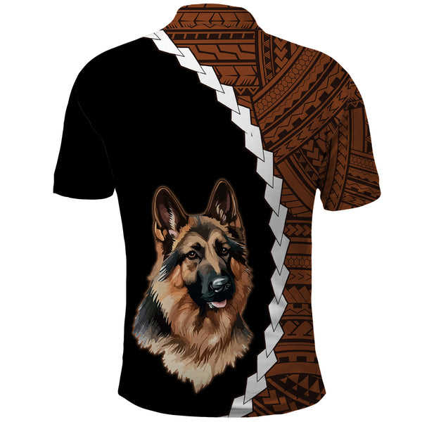 Custom German Shepherd Dog Polo Shirt With Polynesian Tribal Tattoo LT6