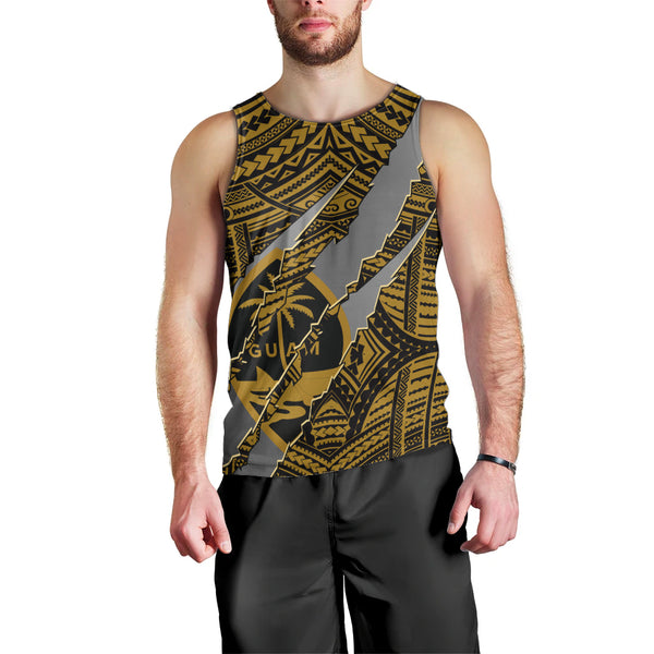 Polynesian Guam Men Tank Top with Coat Of Arms Claws Style - Gold LT6
