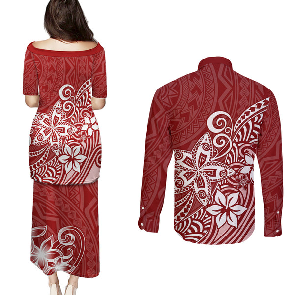 Polynesia Couples Matching Puletasi Dress and Long Sleeve Button Shirts ...