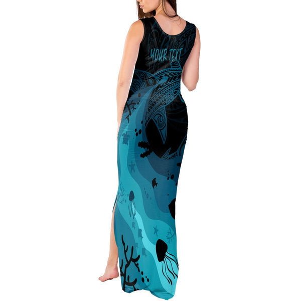 Polynesian Shark Tank Maxi Dress Under The Waves LT7