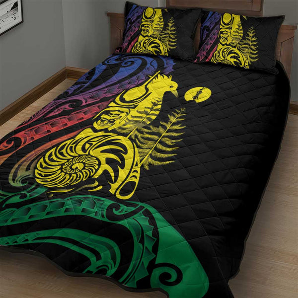 New Caledonia Kanaky Quilt Bed Set Stylized Fleche Faitiere With Kagu ...