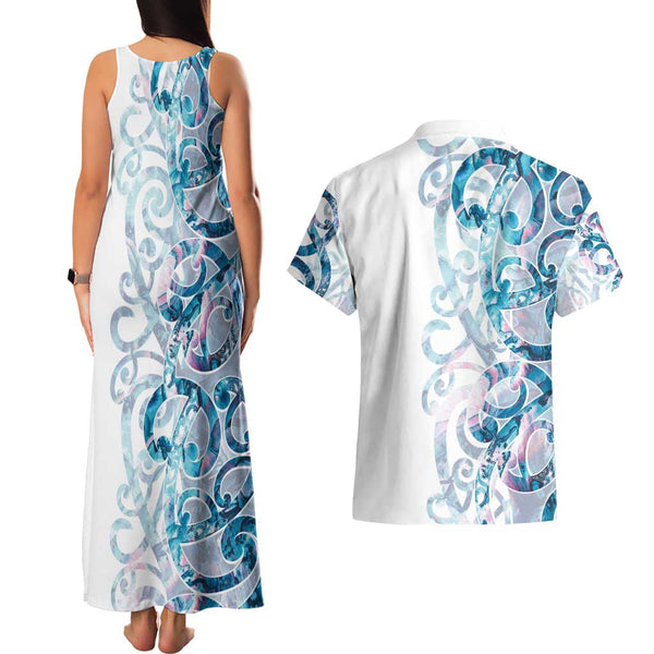 Turquoise Paua Shell Maori Couples Matching Tank Maxi Dress and ...