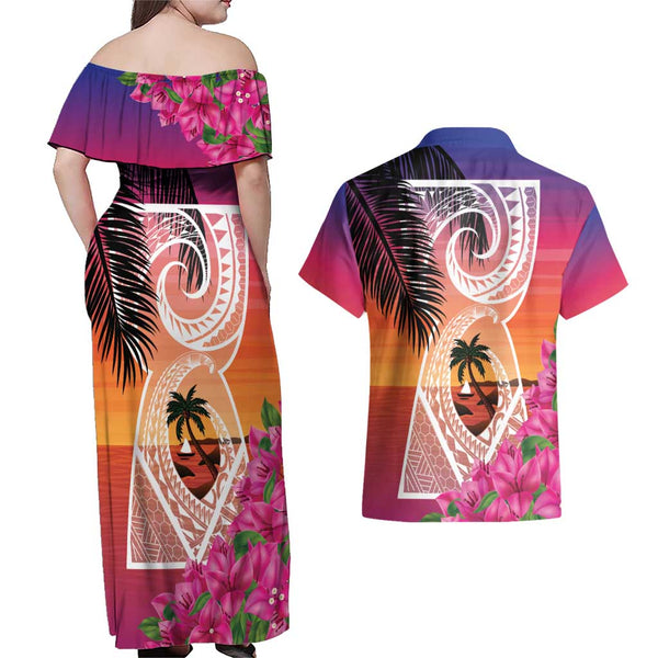 Guam Chamorro Couples Matching Off Shoulder Maxi Dress and Hawaiian ...