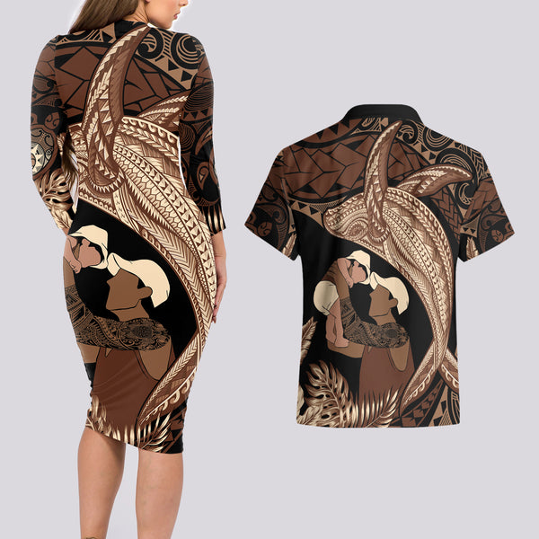 Father's Day Polynesian Pattern Couples Matching Long Sleeve Bodycon ...