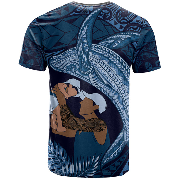 Father's Day Polynesian Pattern T Shirt Tropical Humpback Whale - Navy LT7