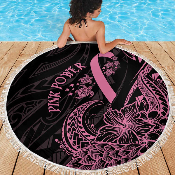 Polynesian Pink Power Beach Blanket Breast Cancer Ribbon Turtle and ...
