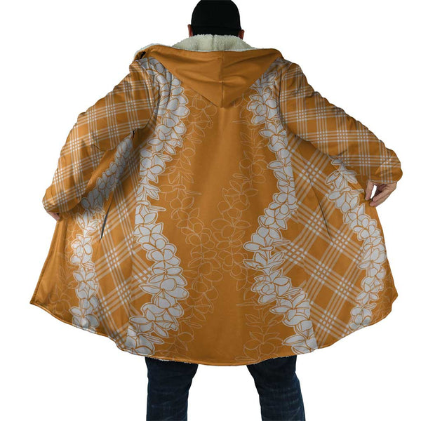 Hawaii Aloha Plumeria Lei Orange Palaka Cloak LT7