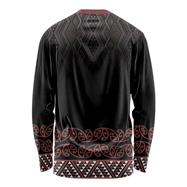 Maori Taniko Patterns Long Sleeve Shirt Brown Niho Taniwha Mix Paatiki ...