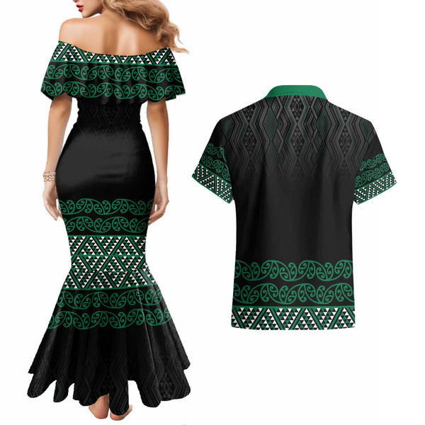 Maori Taniko Patterns Couples Matching Mermaid Dress and Hawaiian Shirt ...
