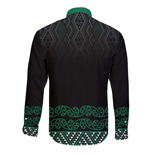 Maori Taniko Patterns Long Sleeve Button Shirt Pounamu Niho Taniwha Mix ...