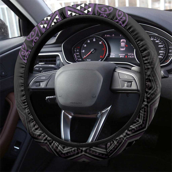 Maori Taniko Patterns Steering Wheel Cover Purple Niho Taniwha Mix ...