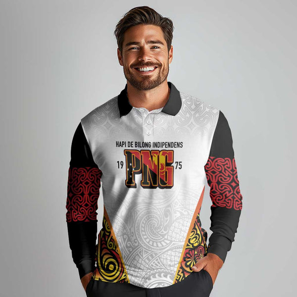 Personalized Papua New Guinea Long Sleeve Polo Shirt Hapi De bilong ...