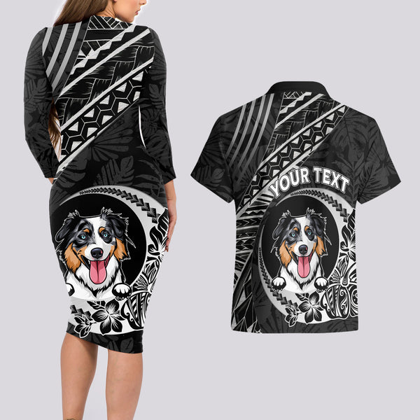 Personalised Polynesian Dog Couples Matching Long Sleeve Bodycon Dress ...