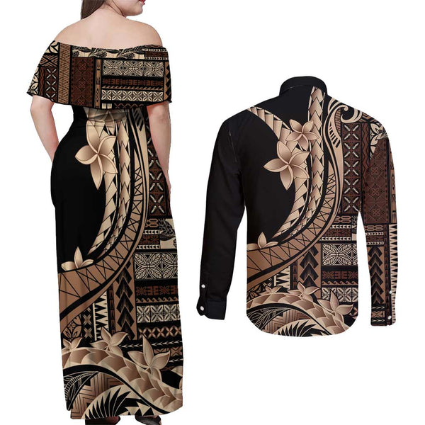 Samoa Siapo Mamanu Couples Matching Off Shoulder Maxi Dress and Long ...