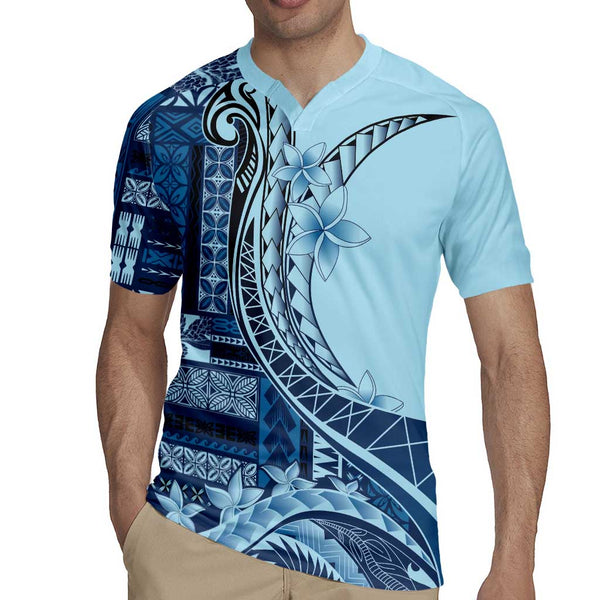 Samoa Siapo Mamanu Rugby Jersey Plumeria Navy Blue Motifs LT7