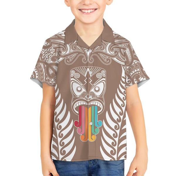 Personalised Kia Kaha Te Reo Maori Kid Hawaiian Shirt Hei Tiki Mix Koru ...