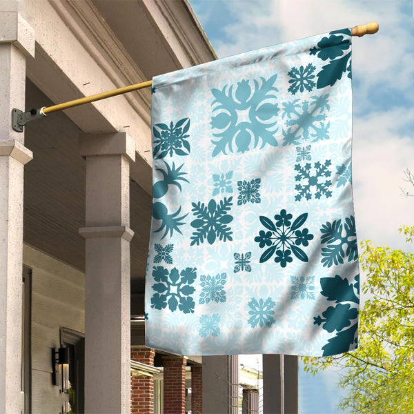 Vintage Hawaii Garden Flag Hawaiian Quilt Kapa Mismatch Teal LT7