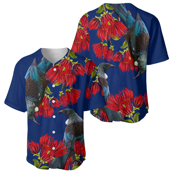 New Zealand Pohutukawa with Tui Birds Baseball Jersey Version 2 LT7
