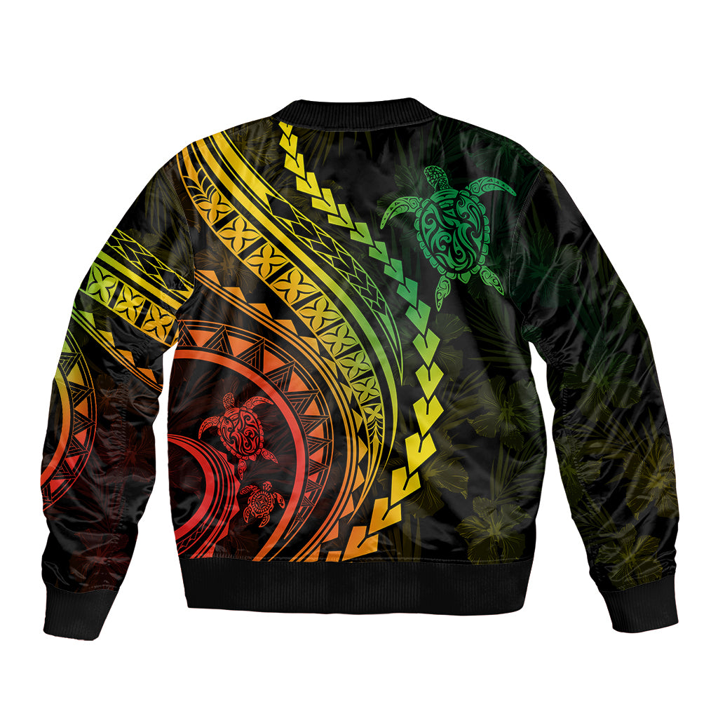 Polynesian Pride Sleeve Zip Bomber Jacket Turtle Hibiscus Luxury Style ...