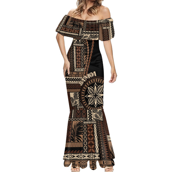 Samoa Siapo Motif Mermaid Dress Classic Style - Black Ver LT7