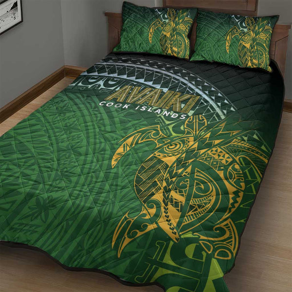 Cook Islands Rugby Kuki Avaiki Quilt Bed Set Tribal Turtle LT7