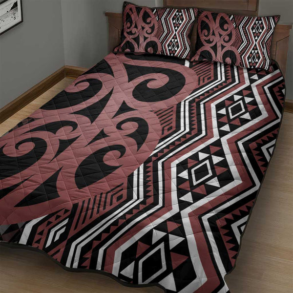 Maori Taniko Patterns Quilt Bed Set Brown Patiki Motifs Mix Whakairo ...