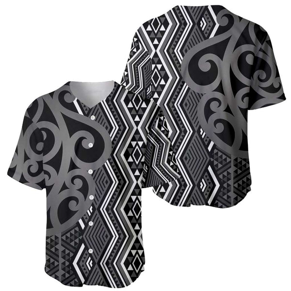 Maori Taniko Patterns Baseball Jersey Black Patiki Motifs Mix Whakairo ...