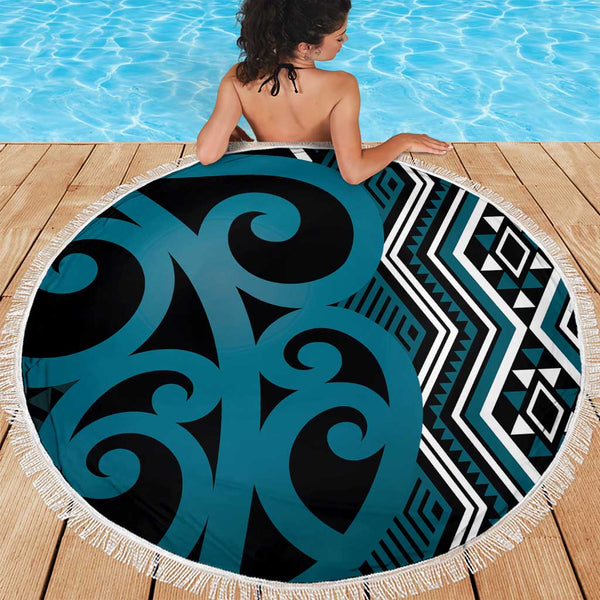 Maori Taniko Patterns Beach Blanket Azure Patiki Motifs Mix Whakairo ...