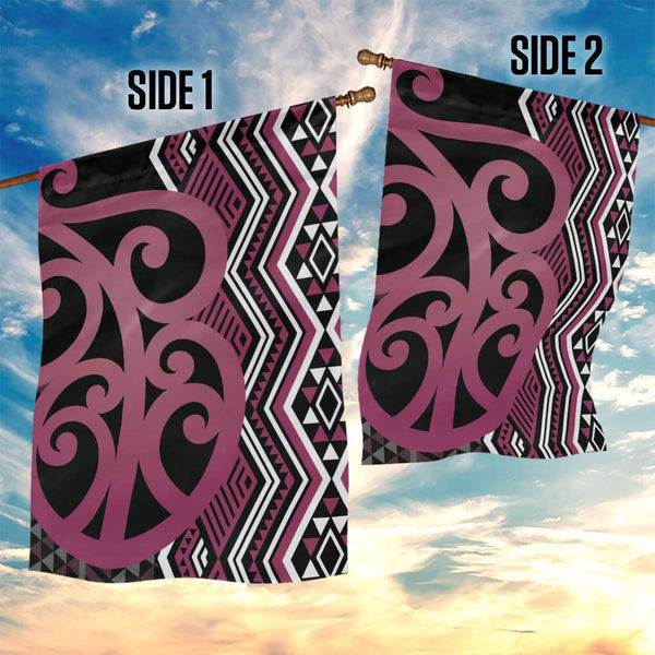 Maori Taniko Patterns Garden Flag Pink Patiki Motifs Mix Whakairo Ngaru LT7