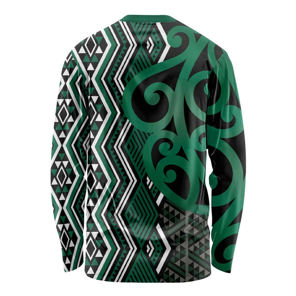 Maori Taniko Patterns Long Sleeve Shirt Pounamu Patiki Motifs Mix ...