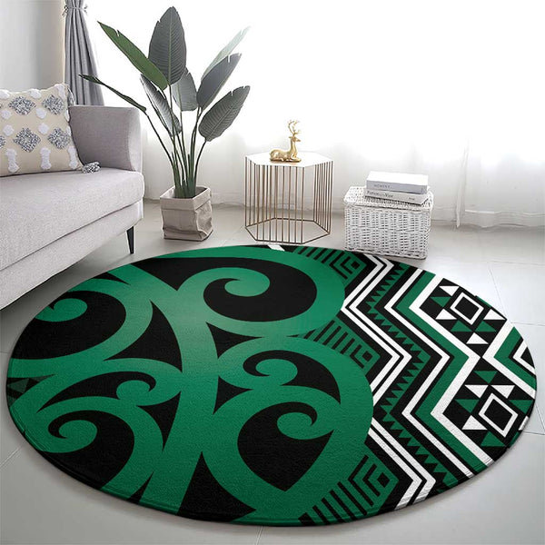 Maori Taniko Patterns Round Carpet Pounamu Patiki Motifs Mix Whakairo ...
