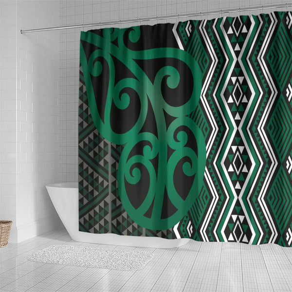 Maori Taniko Patterns Shower Curtain Pounamu Patiki Motifs Mix Whakairo ...