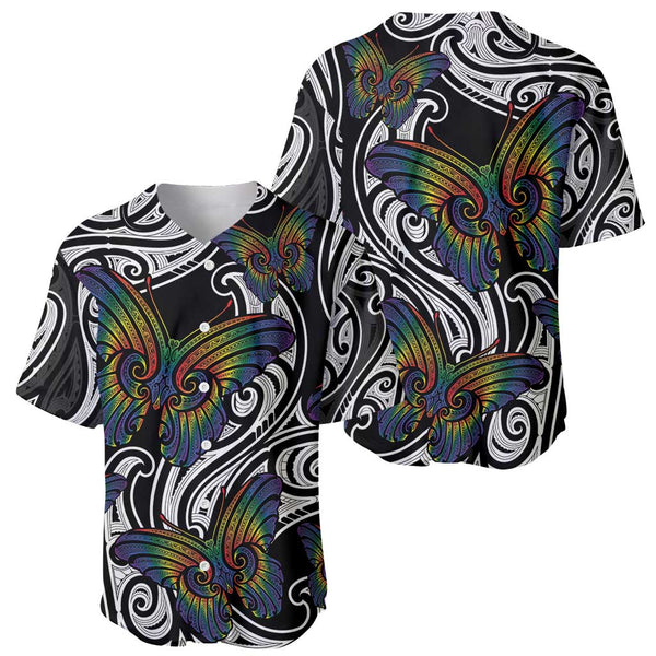 Aotearoa Takatapui Pride Baseball Jersey Rainbow Butterfly - Free To ...